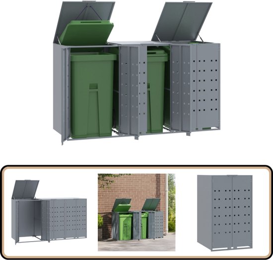 vidaXL Containerberging - 3 containers - Staal - Grijs Container ...