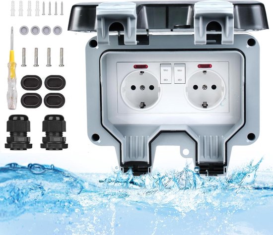 Waterdicht IP66 weerbestendig outdoor stopcontact - wandcontactdoos met ...