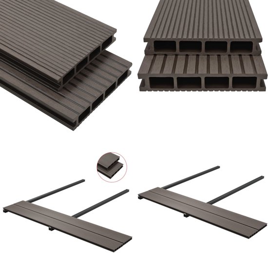 vidaXL Terrasplanken HKC met accessoires 15 m² 4 m donkerbruin ...