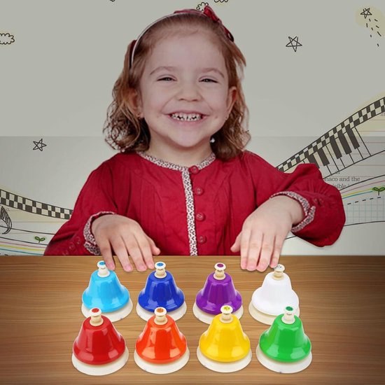 Hand Bell Set 8 Tone Diatonic Metal Bells for Kids and Toddlers ...