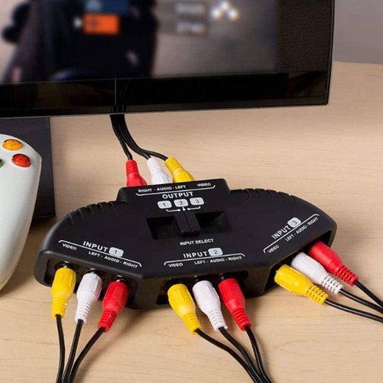 3 In 1 Out RCA Splitter - Audio Video Converter Switch Selector - AV ...