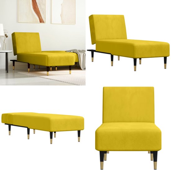 vidaXL Chaise longue fluweel geel - Chaise Longue - Chaise Longues ...