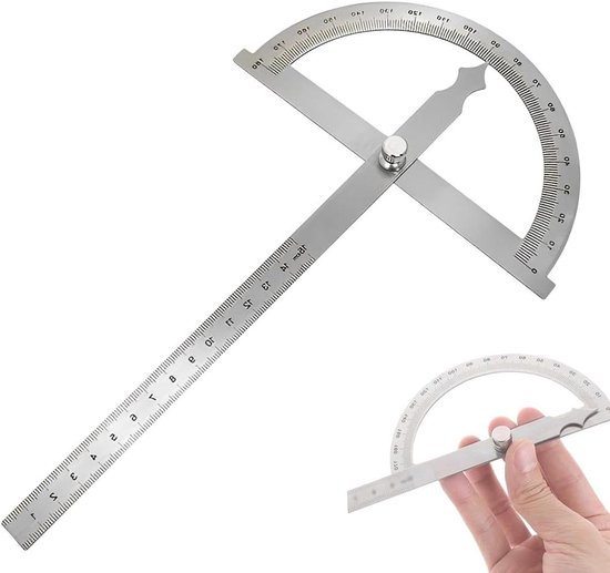 0-180 graden metalen gradenboog met verstelbare borgschroef en liniaal ...