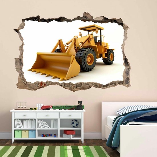 3D Broken Wall Stickers Front End Loader Wall Art Sticker Mural Decal ...