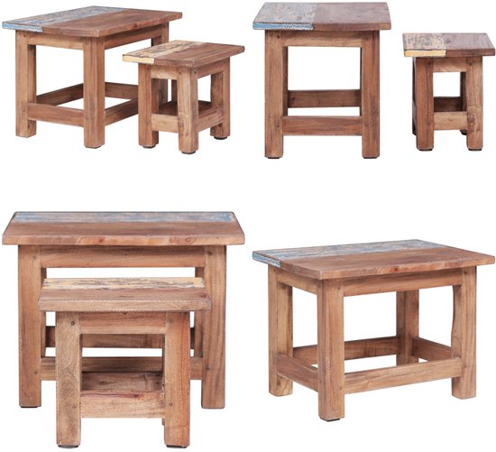 vidaXL 2-delige Tafeltjesset massief mahoniehout - Tafel - Tafels ...