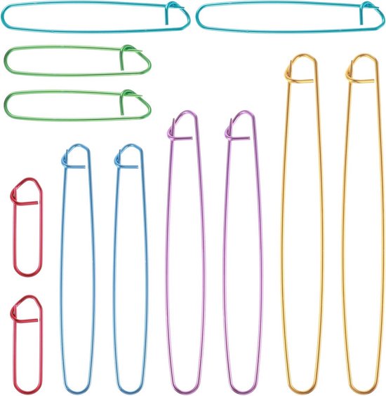 Stitch Holders for Knitting - 12 Pieces, 6 Sizes Aluminum Yarn Stitch ...