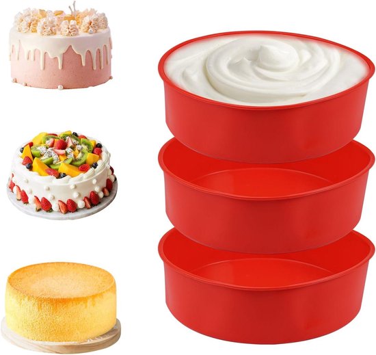 3-Delige Silicone Bakvorm Set voor Rond Cake - Perfect voor Gelaagde Cake, Cheesecake... | bol