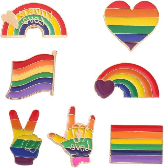 Regenboog Gay Pride Broches Kit - 7 Stuks - LGBTQ Kleding Accessoires ...