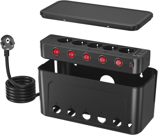 Stekkerdoos met Kabelmanagement Box - Verberg Kabels en Stekkerdozen ...