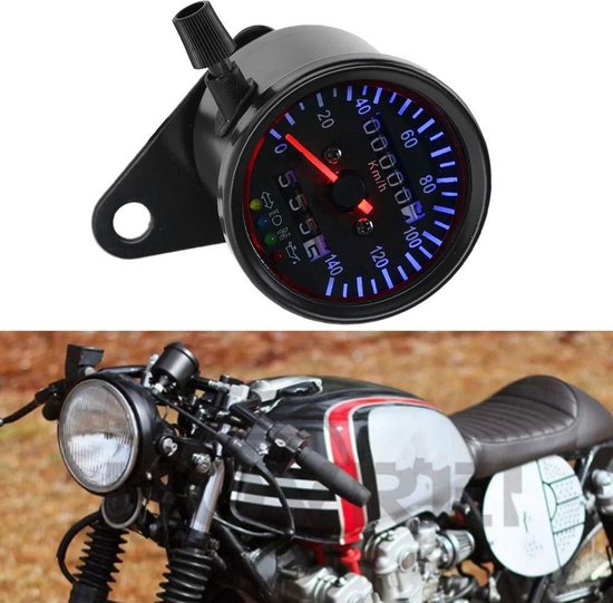 Universal Motorcycle Odometer LED Backlight 12V Dual Speedometer Gauge ...