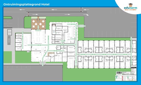 Ontruimingsplattegrond Hotel zonder pictogrammen - Norm NEN-EN-ISO 7010 ...