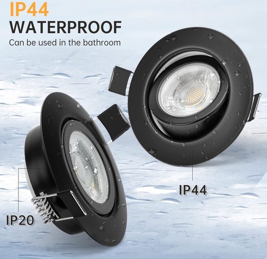 10 Dimbare LED Inbouwspots - Warm Wit - Zwart - 5,5W - IP44 | bol