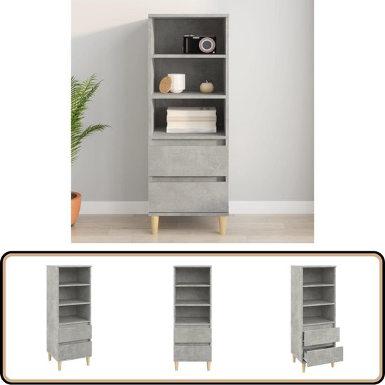 vidaXL Hoge kast - 40x36x110 cm - Bewerkt hout - Grijs Hoge Kast ...