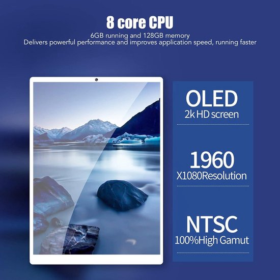 Groot scherm tabletcomputer met hoge resolutie en EU-stekker | bol