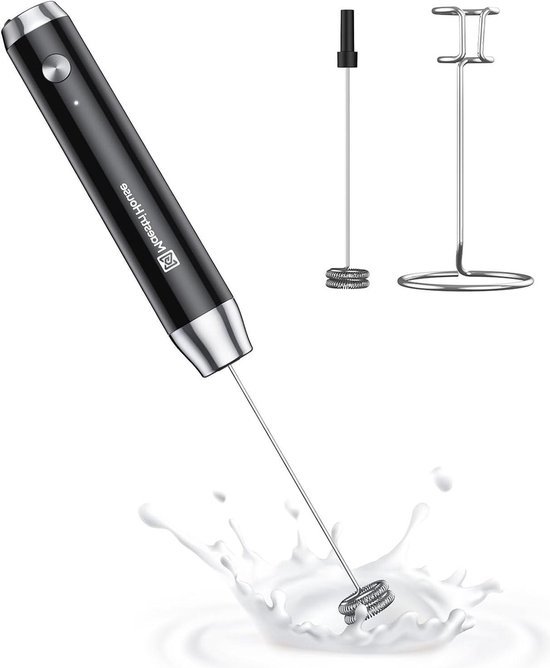 Oplaadbare Melkopschuimer met Stand Handheld Elektrische Foam Maker - Waterdichte Rvs... | bol