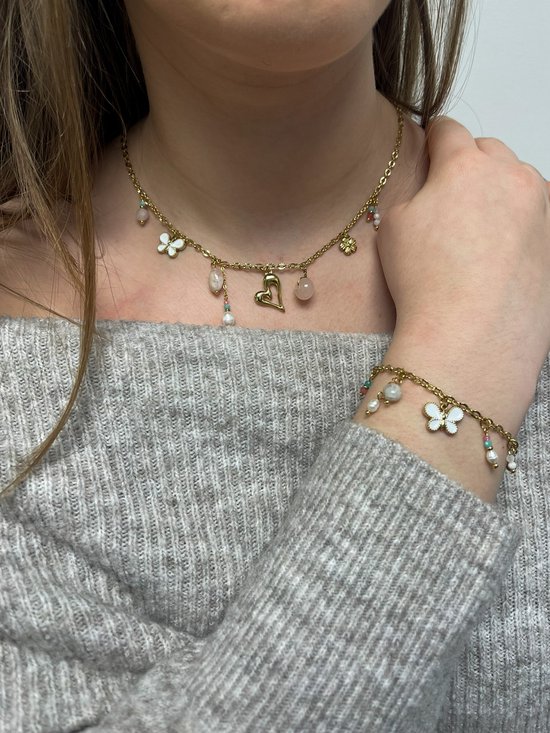 CO88 Collection - 8CB-91347 - schakelarmband vrouwen met parels, roze ...