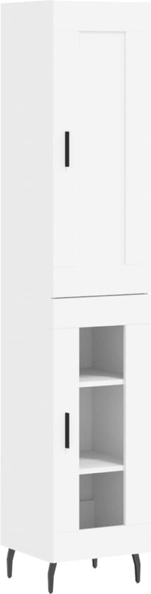 vidaXL Hoge kast - 34,5x34x180 cm - Wit - Bewerkt hout Hoge Kast - Kast ...