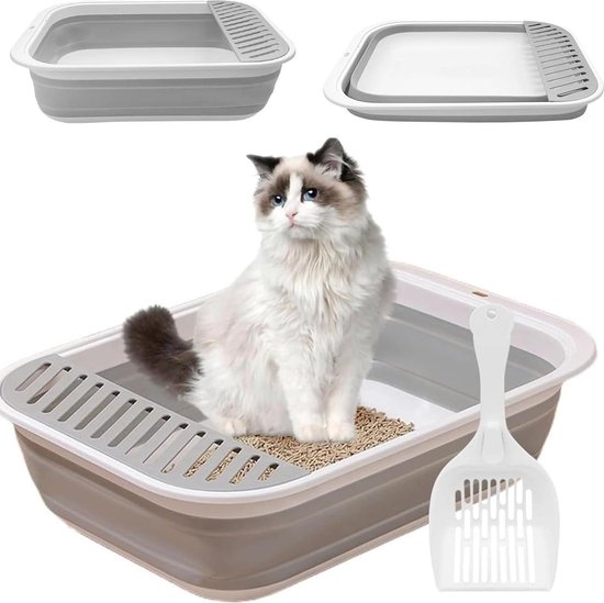 Lage open kattenbak met schep voor oudere katten - kattenbak met ...