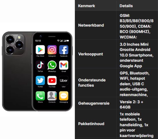 MINI Smartphones 2025 - Android 10.0 - 3.0-inch scherm - 64GB opslag | bol
