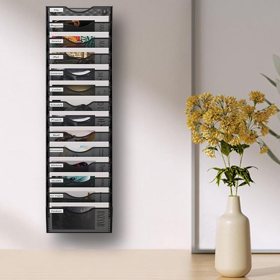 Goodivery ® 14 vakken krantenhouder wand, mesh brochurehouder wand ...