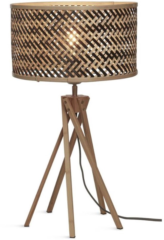 GOOD&MOJO Tafellamp Java - Bamboe/Zwart - Ø32x56cm - Modern | bol