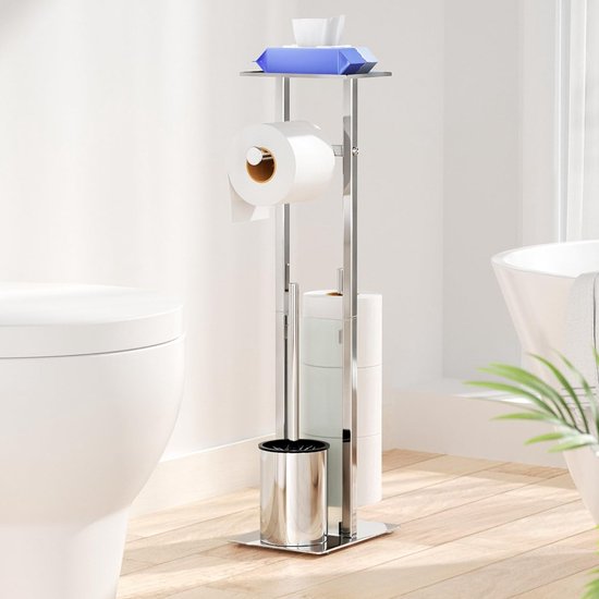 Dutchers® Roestvrijstalen toiletpapierhouder - Toilethouder Staand met ...