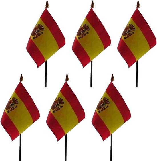 Spanje - 6x - mini vlaggetje van 10 x 15 cm op stokje - Landen vlag ...