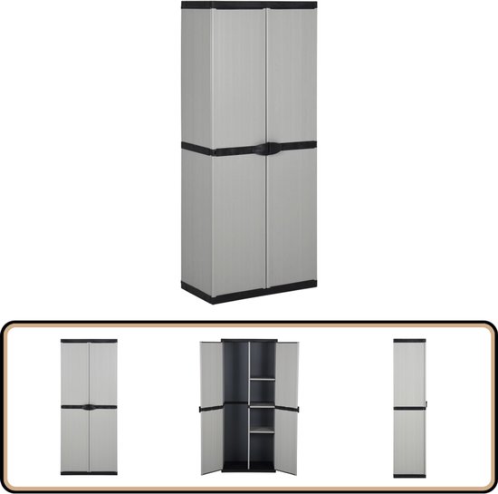 vidaXL Tuinkast 3 schappen 68x40x168 cm grijs/zwart Tuin Kast ...