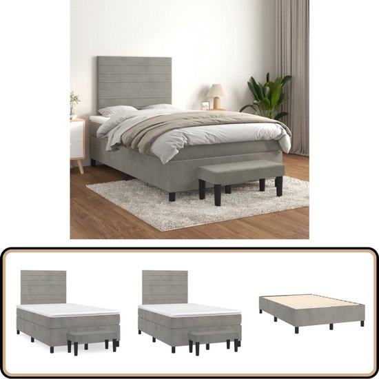 vidaXL Boxspring Lichtgrijs 120x200 cm met Matras Boxspring ...