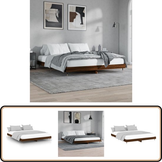 vidaXL Bruineiken Bedframe 120x200 cm - Stijlvol Ontwerp Bed Frame ...