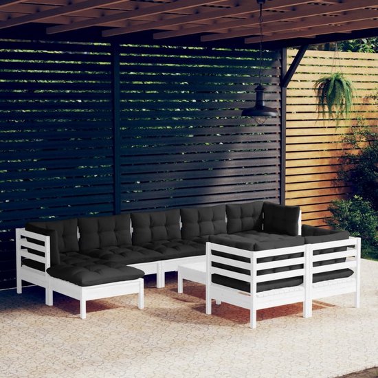 vidaXL Loungebank - Tuin Lounge Set - 10-delige Loungeset met kussens ...