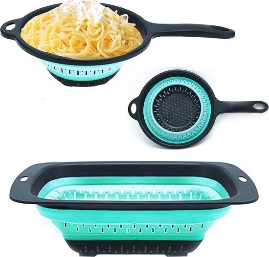 Vergiet Set 2 stuks siliconen keukenzeef inklapbaar vergiet, met ...