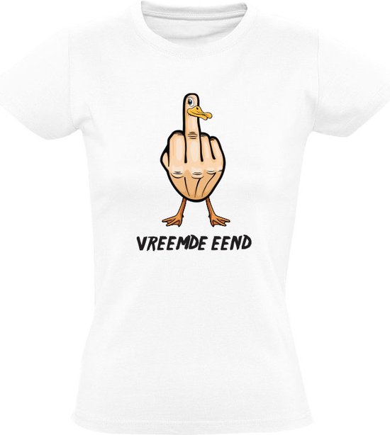 Vreemde eend Dames T-shirt - gekke gans - duck - boos - grappig | bol