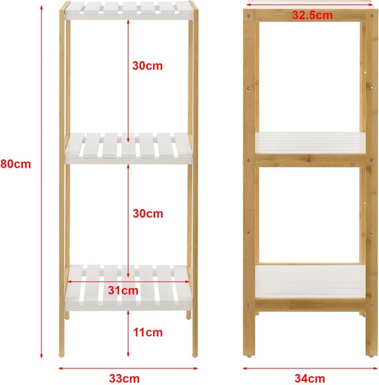 Opbergrek Bernarda - Staand rek - Met 3 Planken - Bamboe ...
