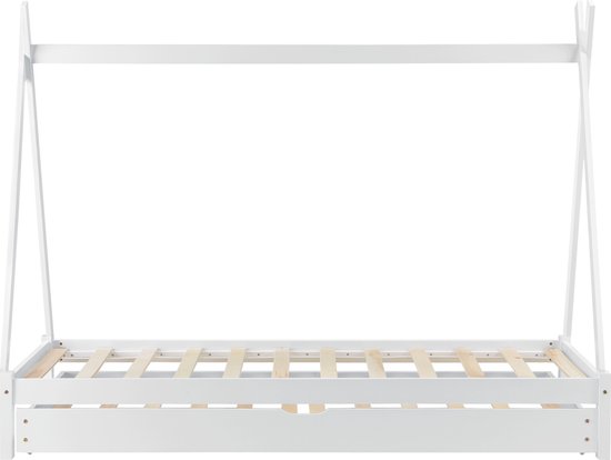 Kinderbed Leanna - Tipi - Met onderschuifbed - 90x200 cm - Wit - Voor ...