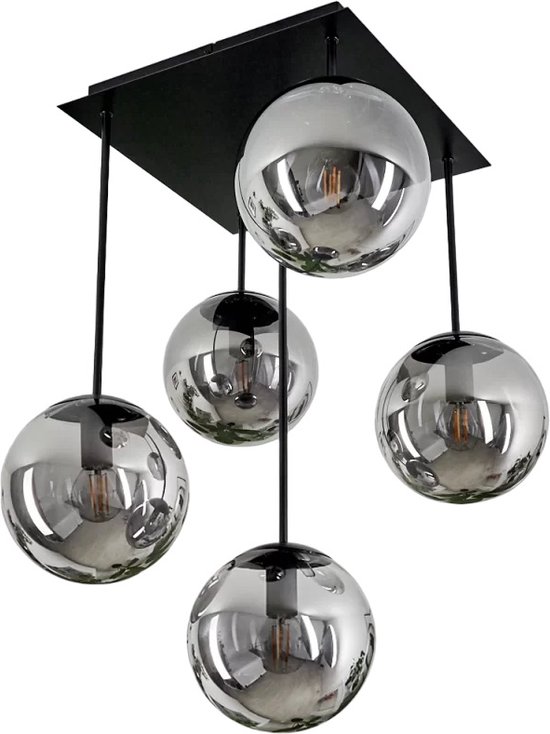 Plafondlamp metaal glas retro vintage e14 fitting - plafondlamp ...