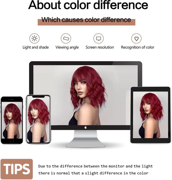 Korte Wave Rode Bob Pruiken Met Franje Schouderlengte Bourgondisch ...