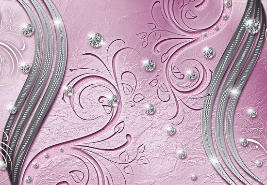 Fotobehang - Vlies Behang - Luxe Zilveren Diamanten Kunst - Abstract ...