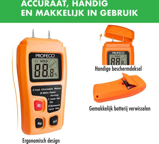 Profeco vochtmeter voor hout - Houtvochtmeter | Houtvochtigheidsmeter ...
