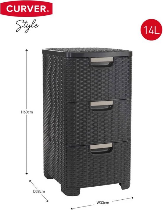 Curver Style Ladesysteem - 3x14L - Antraciet | bol.com