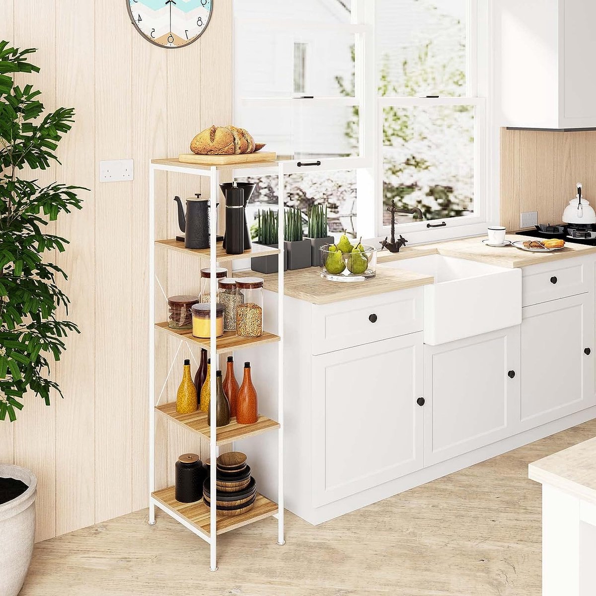 Opbergrek met 5 planken, keukenrekken, smal rek, staand rek, rek ...