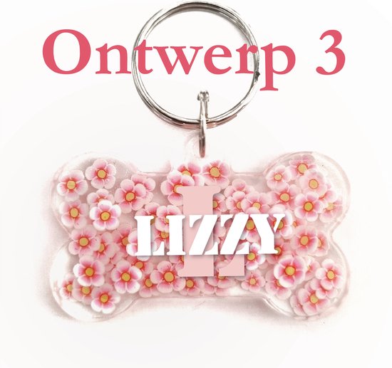 Hondenpenningen met naam | Gepersonaliseerd - Roze bloemen thema ...