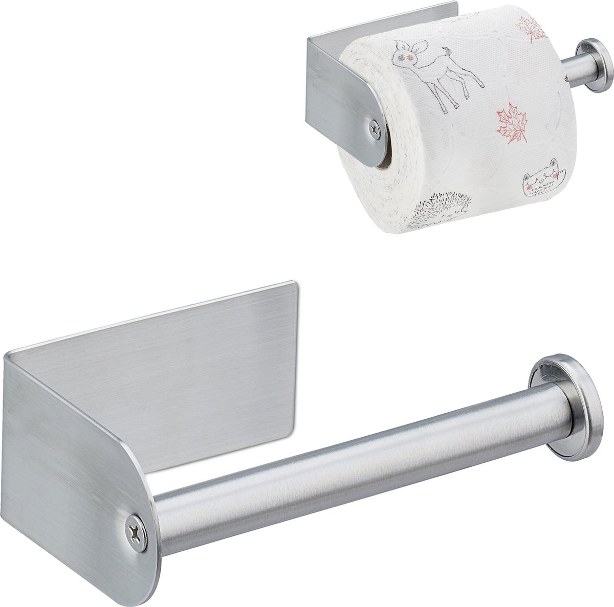 Relaxdays zelfklevende toiletrolhouder - wc rolhouder zonder boren ...