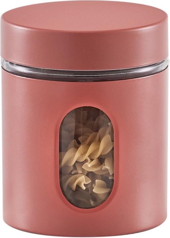 3x Koraal rode voorraadblikken/potten met venster 600 ml - Zeller ...