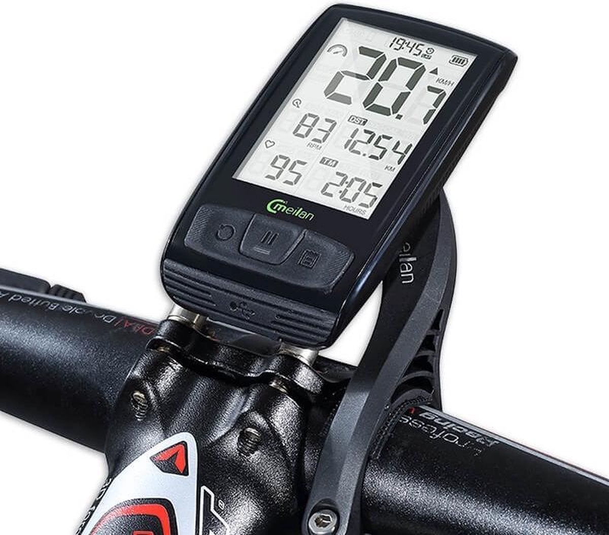 Meilan Fietscomputer M4 Oplaadbaar 2,5 Inch Zwart 2-delig | bol.com