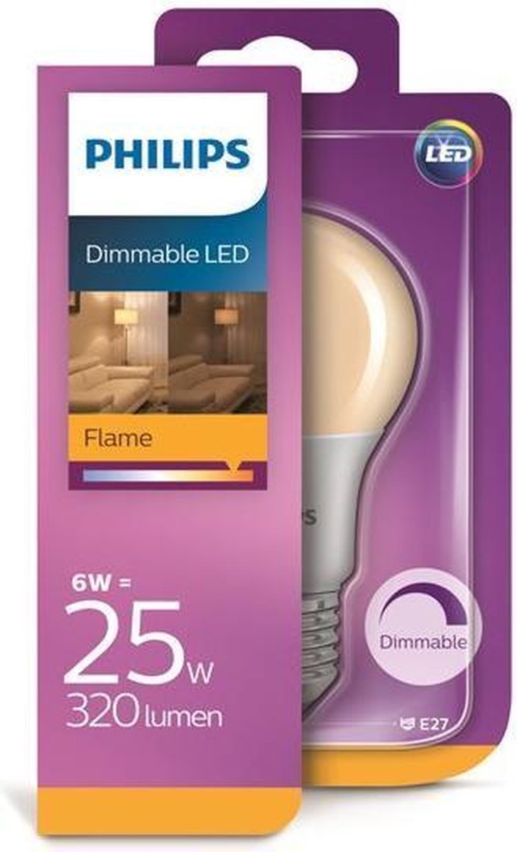 Philips LED lamp LED Flame Lichtbron - Fitting E27 - Dimbaar | bol