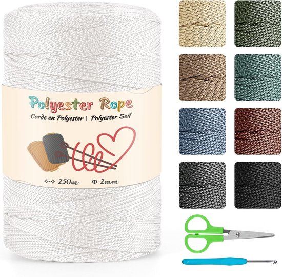Macramé Touw 2 mm 250 Meter voor Knutselen en Haken Wit | bol