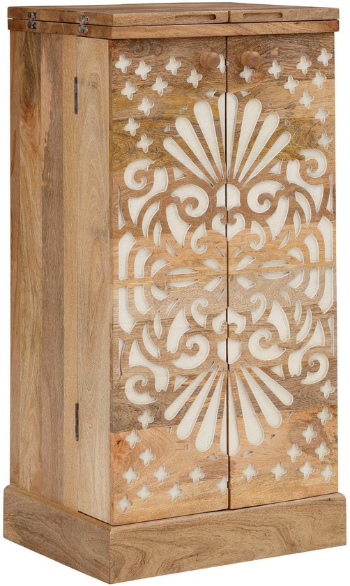 Alankar|Barkast met wijnrek van mangohout | bol