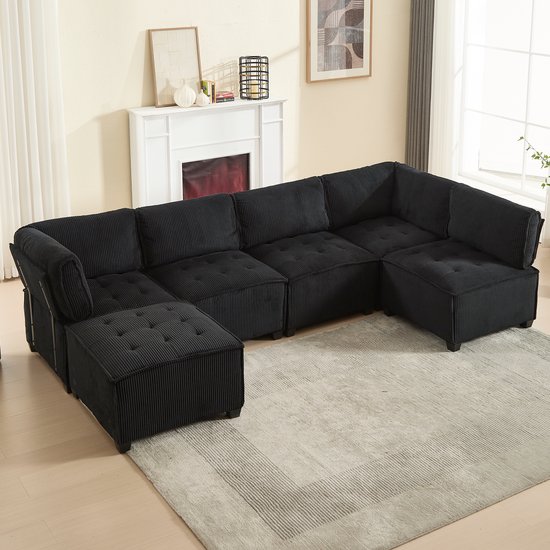 STILVORA Sofa - Modulaire 6-Zits Bank - Ergonomisch Ontwerp - U- of L ...