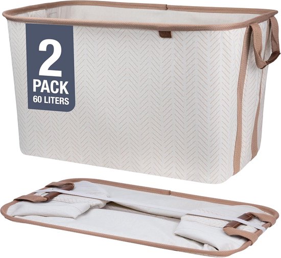 Grote Opvouwbare Stoffen Wasmand 2-Pack - Ruimtebesparend en Duurzaam | bol